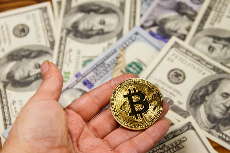 Bitcoin in the hand stock image. Image of market, coin - 114423541