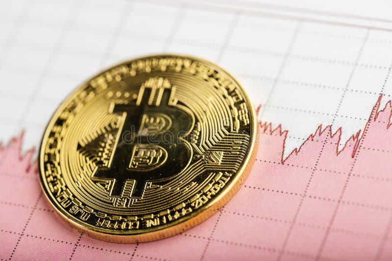 Bitcoin with Red Chart Graph Stock Photo - Image of coin, financial ...