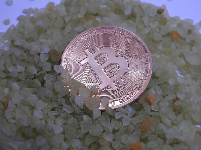 Golden Bitcoin on Small Rocks Stock Image - Image of golden, investment ...