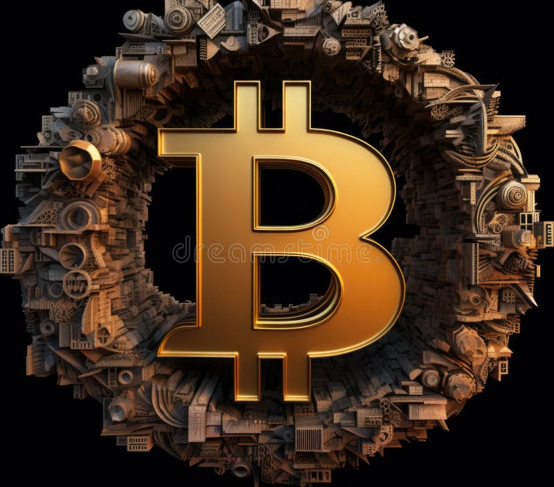 A Golden Bitcoin Surrounded by a Circular Frame. Generative AI Image ...