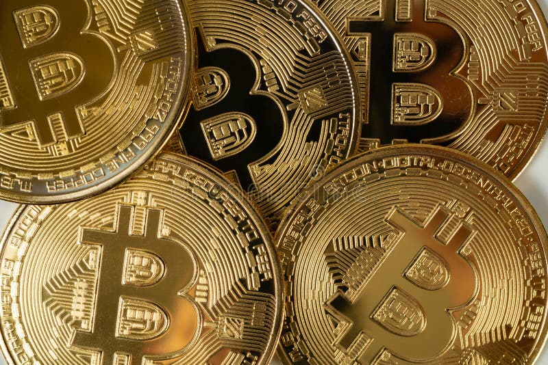 Golden Bitcoina stock image. Image of cryptocurrency - 157298839