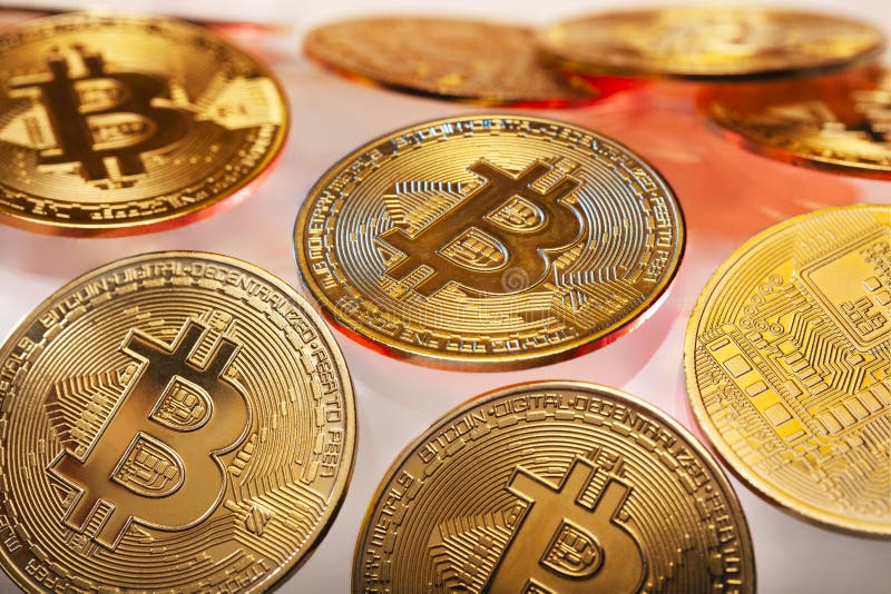 Golden Bitcoins Digital Currency Stock Image - Image of anonymous ...