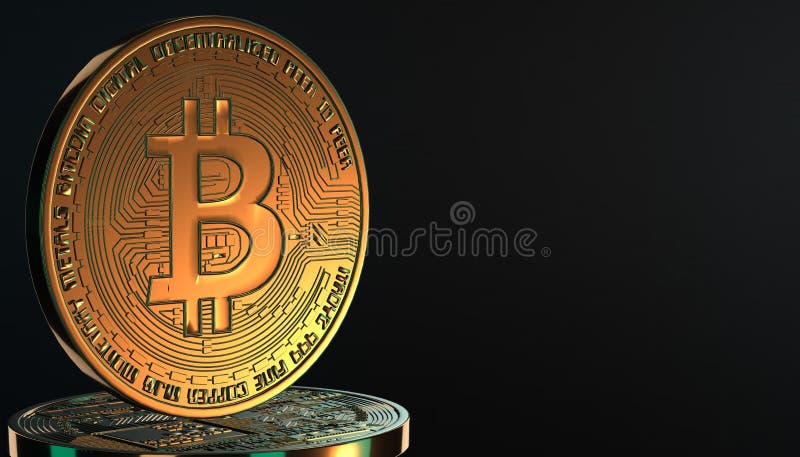Golden Bitcoins, New Virtual Money on Various Digital Background, 3D ...