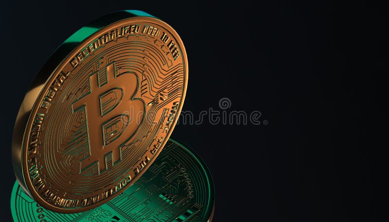 Golden Bitcoins, New Virtual Money on Various Digital Background, 3D ...