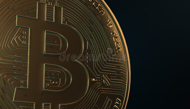 Golden Bitcoins, New Virtual Money on Various Digital Background, 3D ...