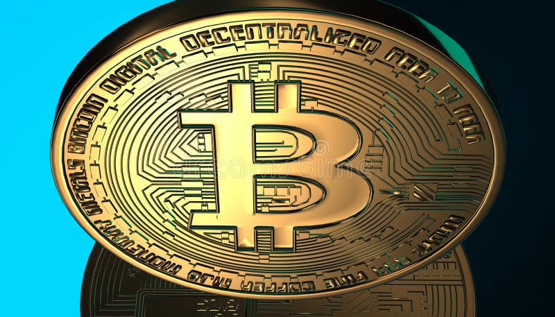 Golden Bitcoins, New Virtual Money on Various Digital Background, 3D ...