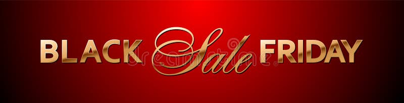 Golden Black Friday Sale Text on Red Gradient Background. Banner or ...