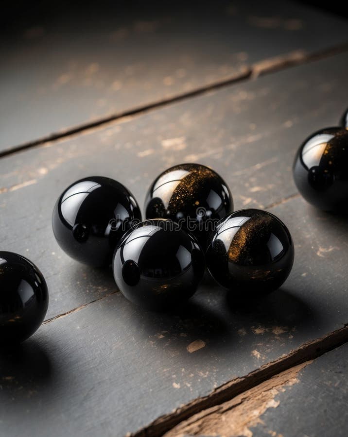 Golden Black Galaxy Spheres on Rustic Background. Stock Image - Image ...