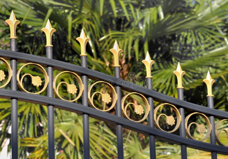 Golden and black gate stock photo. Image of garden, entrance - 78192186