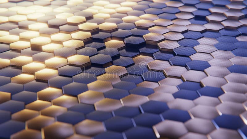 Golden and Black Hexagonal Array Background - 3D Rendering Stock ...