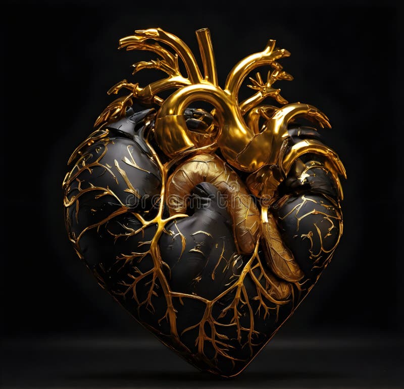 Golden black human heart stock image. Image of statue - 310396855