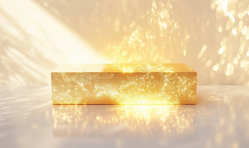 Golden Block Reflecting Light, Shimmering Surface, Warm Glow, Soft ...