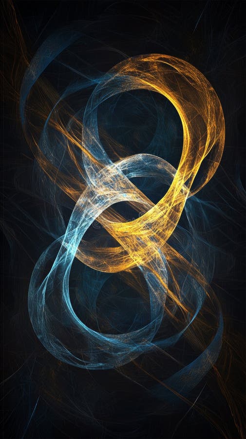 Golden and Blue Abstract Curved Lines Intertwining and Overlapping ...