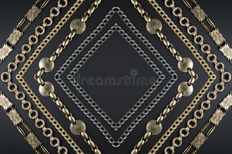 Golden and Blue Chain on Black. Luxury Pattern Stock Illustration ...