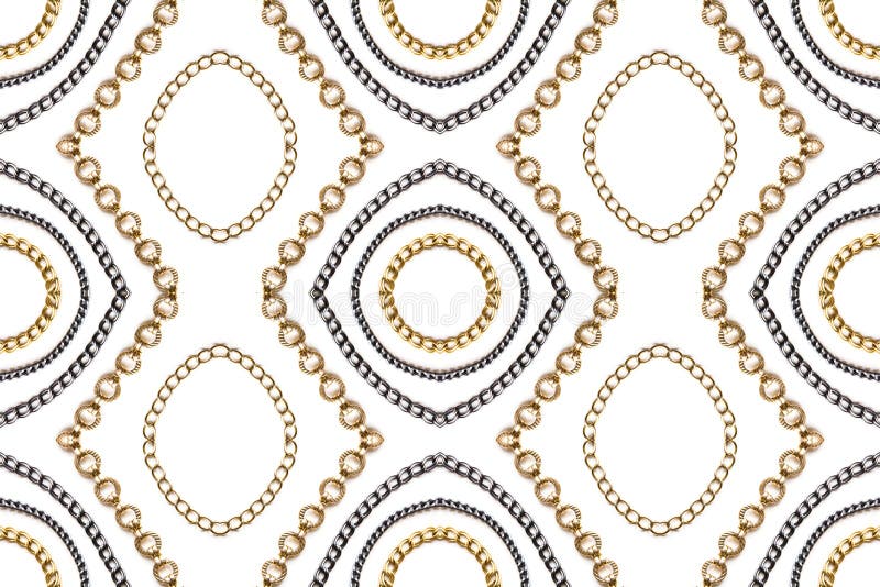 Golden and Blue Chain on White. Luxury Pattern Stock Photo - Image of ...