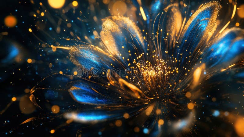 Golden and Blue Fireworks with Festive Sparkle Stock Illustration ...