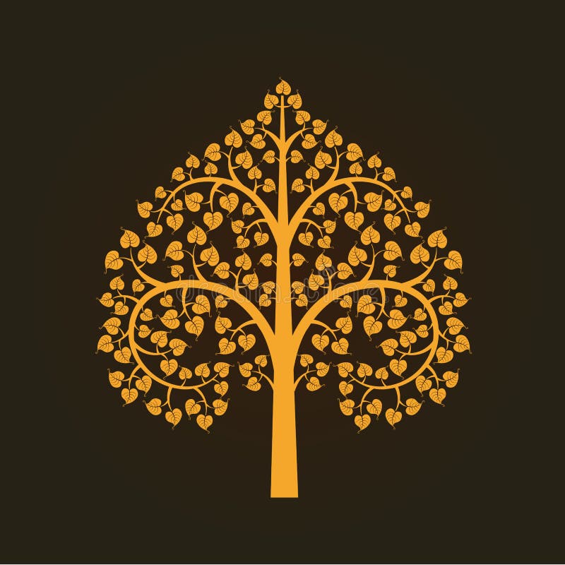 Golden Bodhi Tree Symbol, Illustration Stock Vector - Illustration of ...