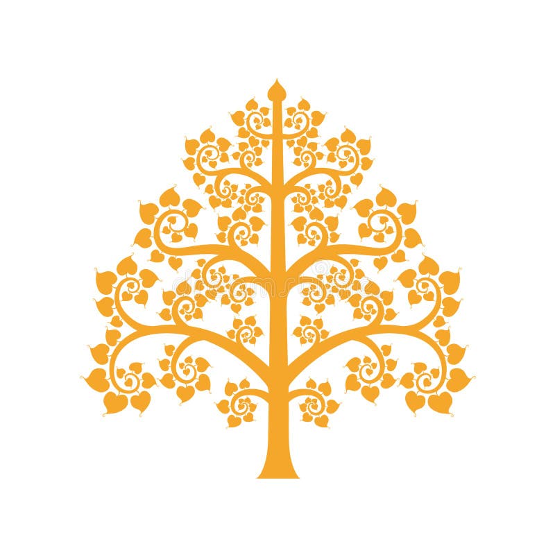 Golden Bodhi Tree Symbol With Thai Style Isolate On Background Stock ...