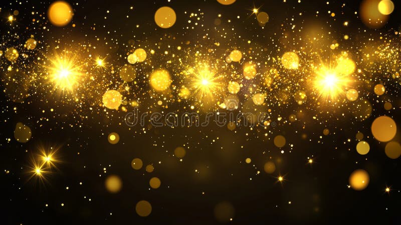 Golden Bokeh Background at Night with Sparkling Lights Stock Photo ...
