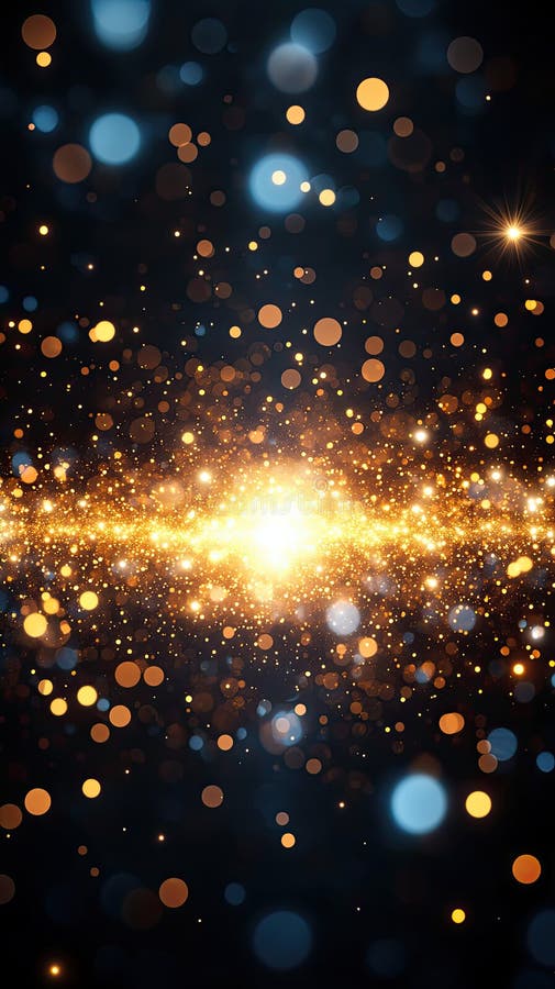 Golden Bokeh Lights with Glowing Center on Dark Background Stock ...