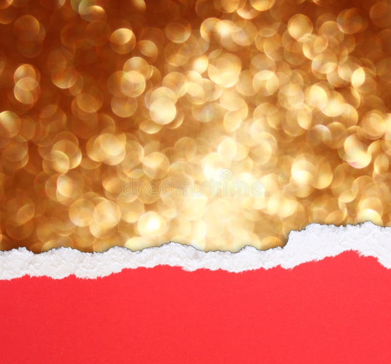 Golden Bokeh Lights and Red Torn Paper Stock Photo - Image of happy ...