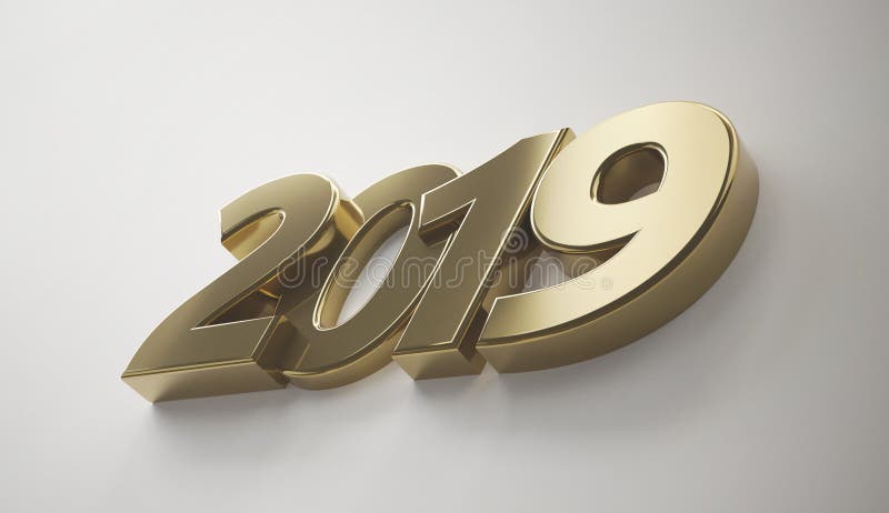2019 Golden Bold Letters 3d-illustration Stock Illustration ...