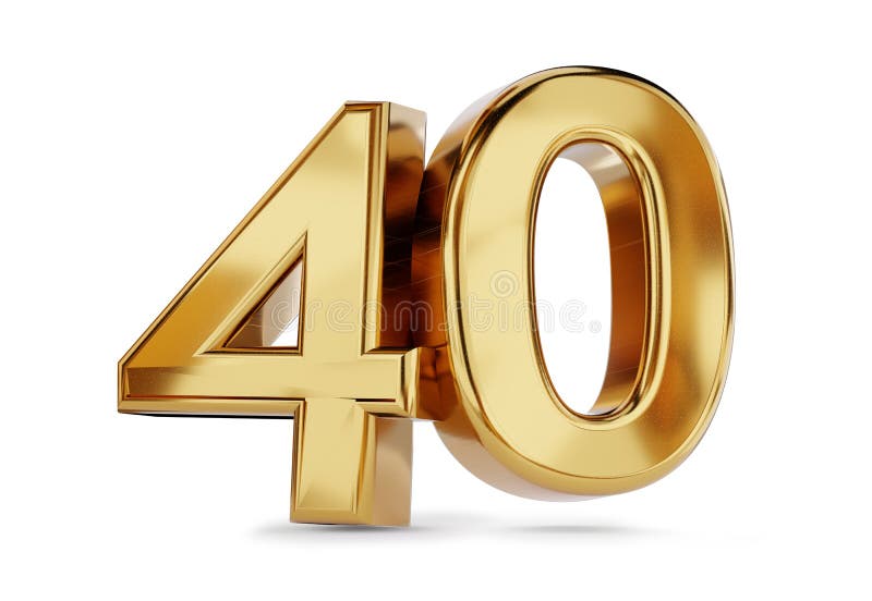 40 Golden Bold Letters Isolated on White 3d-illustration Stock ...