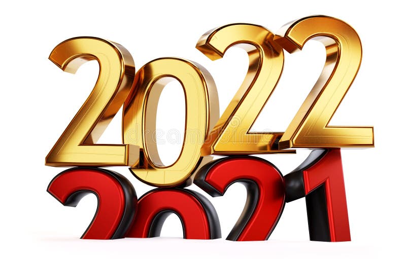 2022 Golden Symbol Bold Letters Isolated on White 3d-illustration Stock ...