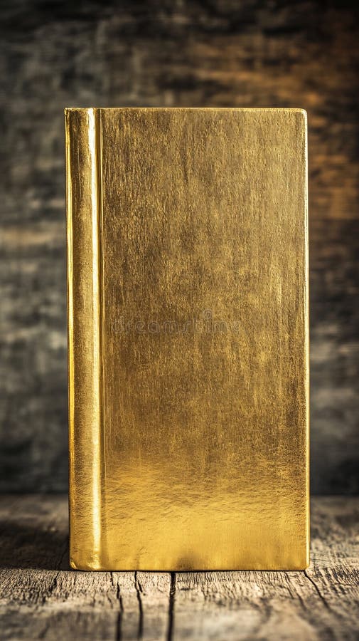 Golden Book Cover on Rustic Wooden Table, Luxury and Elegance Concept ...