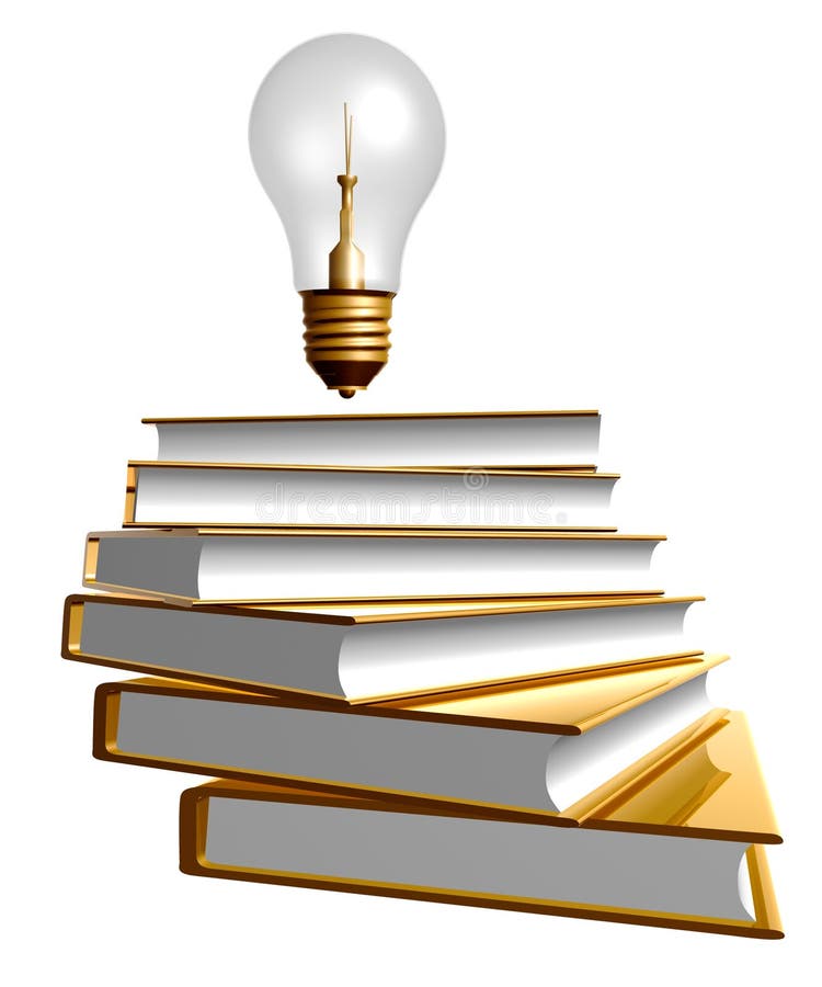 Golden Books and Ideas Bulb Stock Illustration - Illustration of smart ...