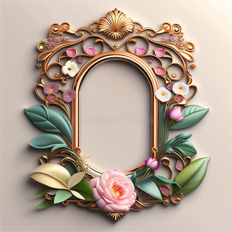 A Golden Border Frame with Beautiful Flowers on Its Border Generative ...