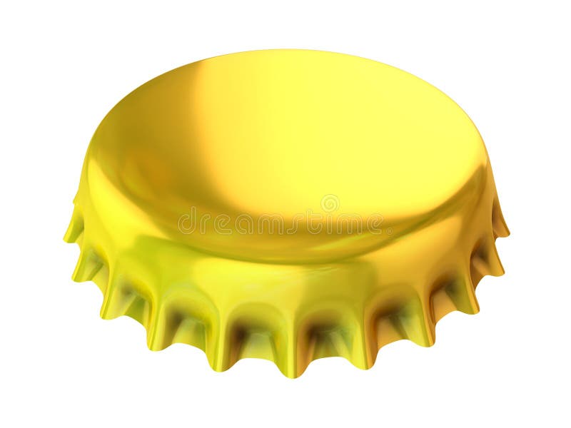 Golden Bottle Cap 3d Illustration Stock Illustration - Illustration of ...