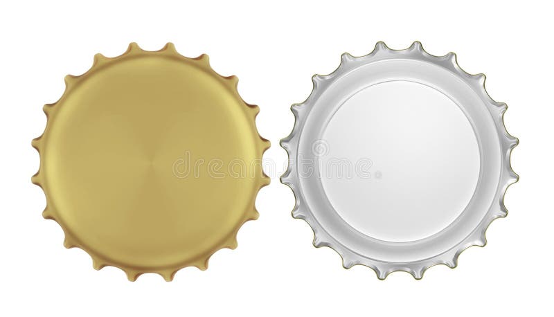 Golden Bottle Cap Isolated on White Background Stock Illustration ...