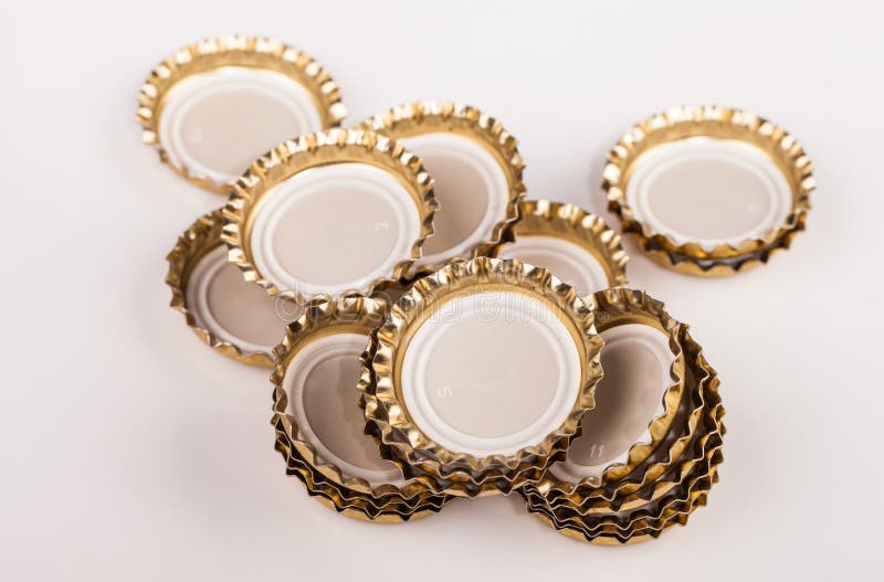 Golden bottle caps stock image. Image of refreshment - 52142267