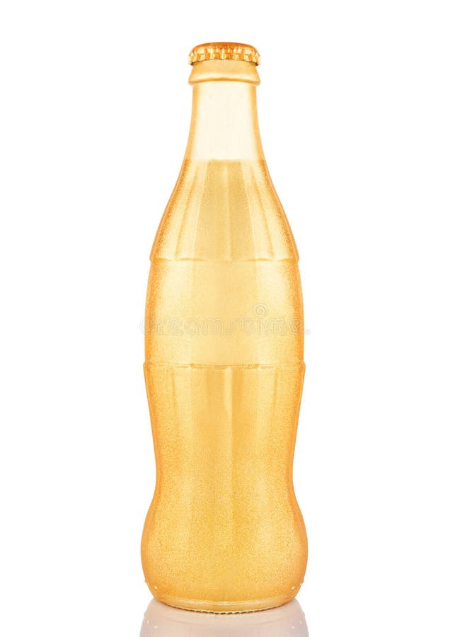Golden Bottle of Soda Drink Cocktail on White Stock Image - Image of ...