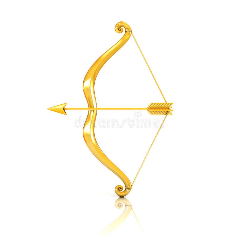 Golden bow and arrow stock illustration. Illustration of antique - 40113129