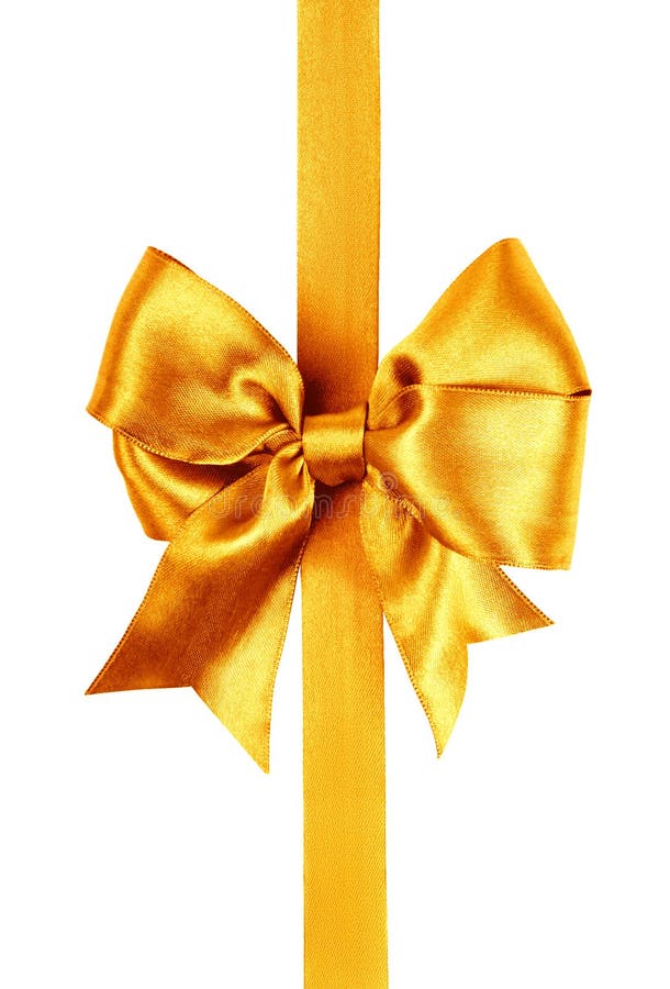 Golden Bow Photo Made from Silk Stock Image - Image of isolated ...