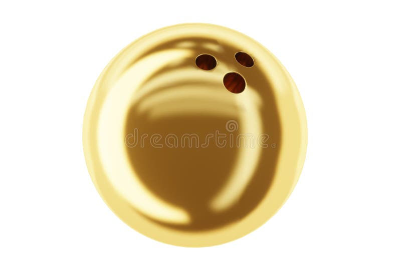 Golden Bowling Ball Isolated on White Background. 3D Illustration, 3D ...