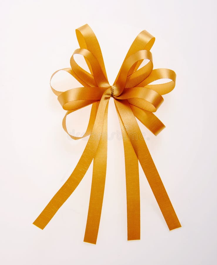 Golden Bows with Long Ribbon Stock Photo - Image of golden, paper ...