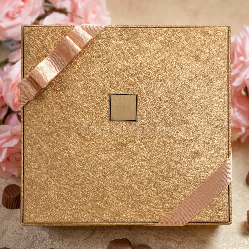 Golden box of chocolate stock photo. Image of addiction - 263160724