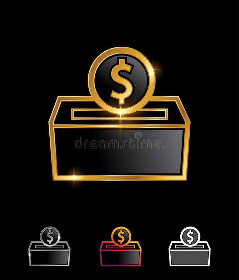 Golden Box with Dollar Money Vector Sign Stock Vector - Illustration of ...