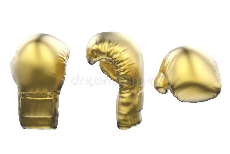 Golden Boxing Gloves Isolated on White Stock Photo - Image of strength ...