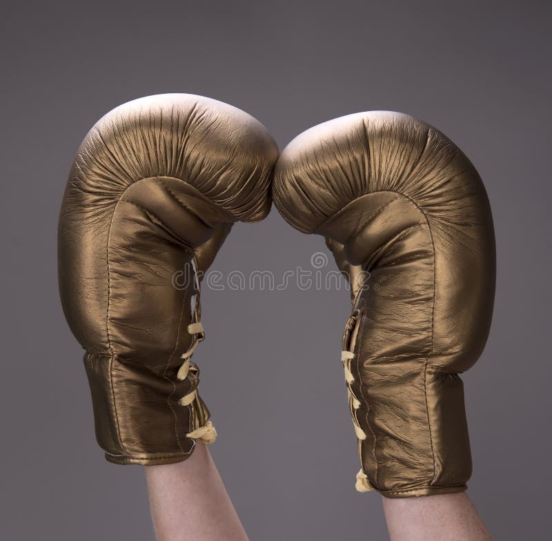 Golden boxing gloves stock photo. Image of together, equipment - 89798408