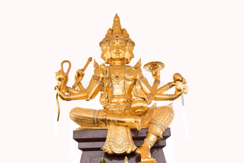 Gold Brahma statue stock image. Image of religion, thailand - 48401847