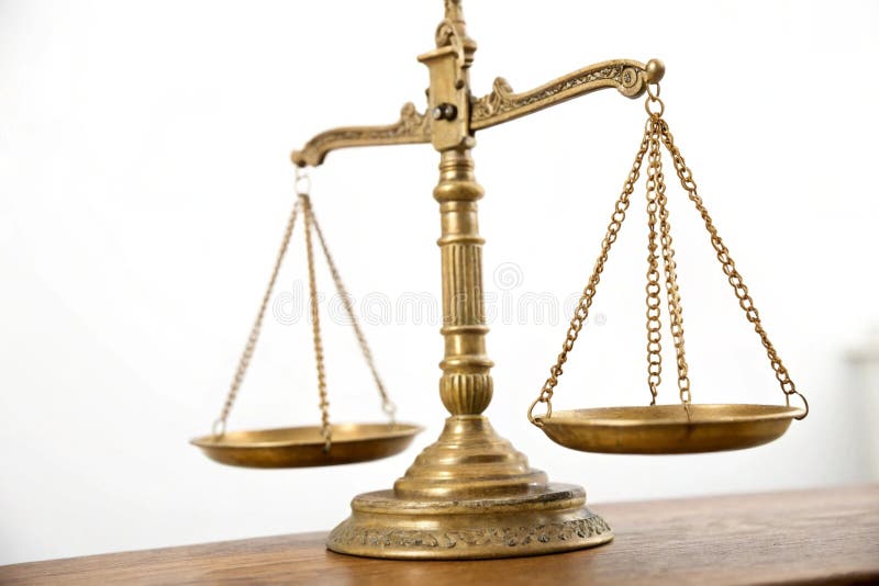 Golden Brass Balance Scale: Symbol of Justice and Law Stock ...