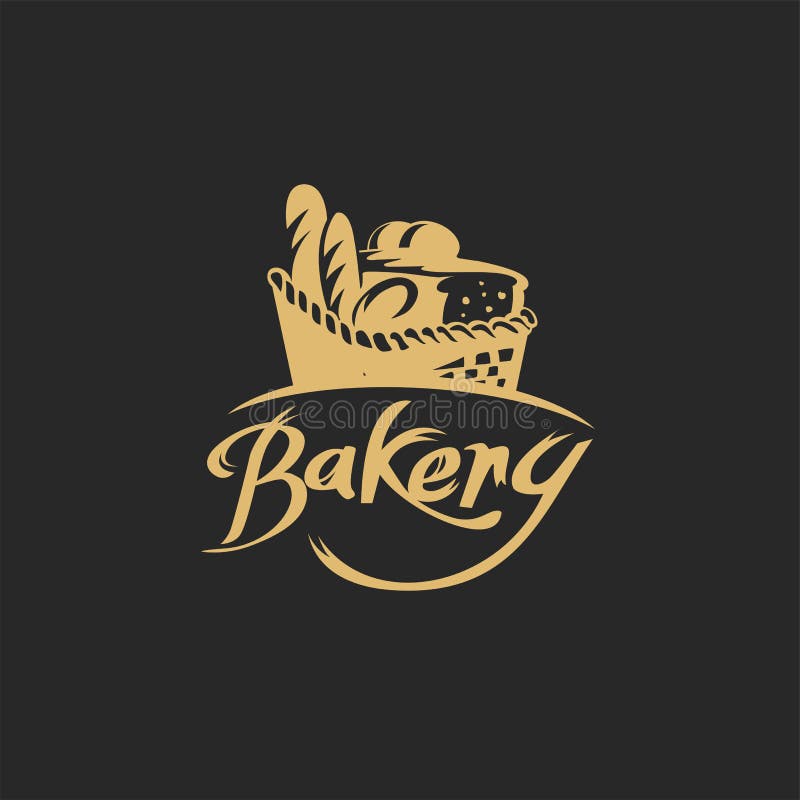 Golden Bread Logo - Vector Illustration. Bakery Emblem on Black ...