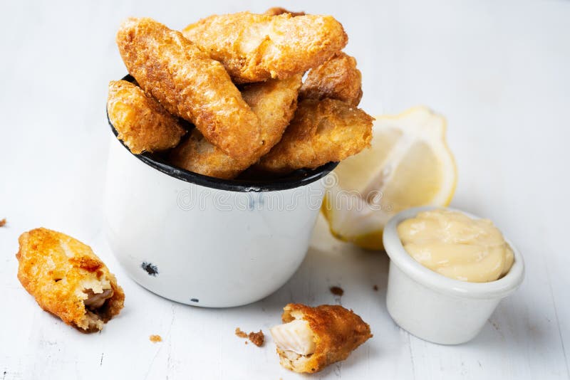 Golden Breaded Fish Fingers Stock Image - Image of british, english ...