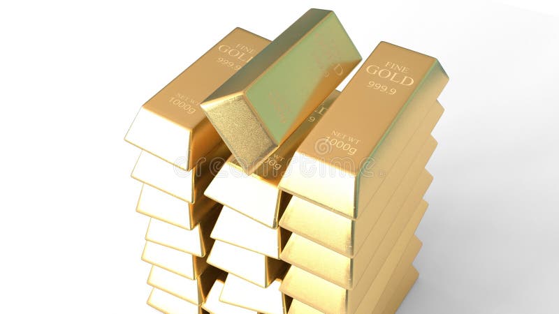 Golden Brick Drops with White Background Stock Illustration ...