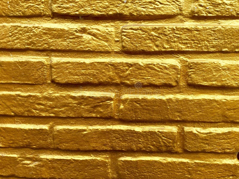Golden Brick Wall Background in Closeup Stock Image - Image of stone ...