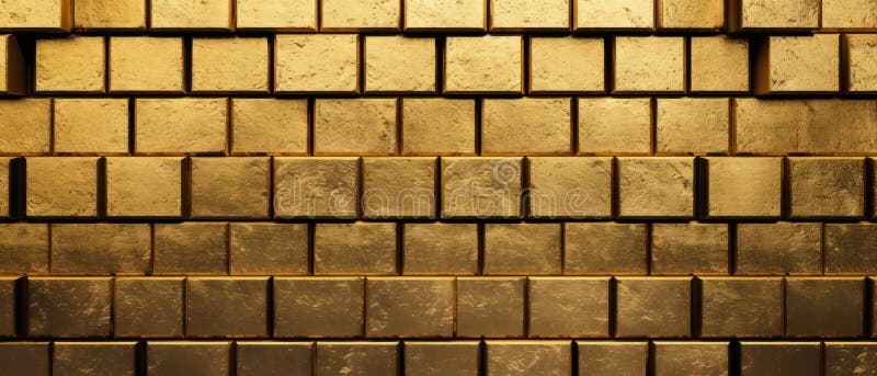 Golden bricks wall stock illustration. Illustration of gold - 284224062